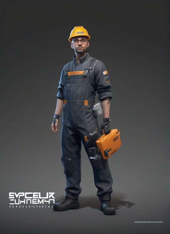 Cyberpunk and dark factory worker concept art. factory wor... by ...