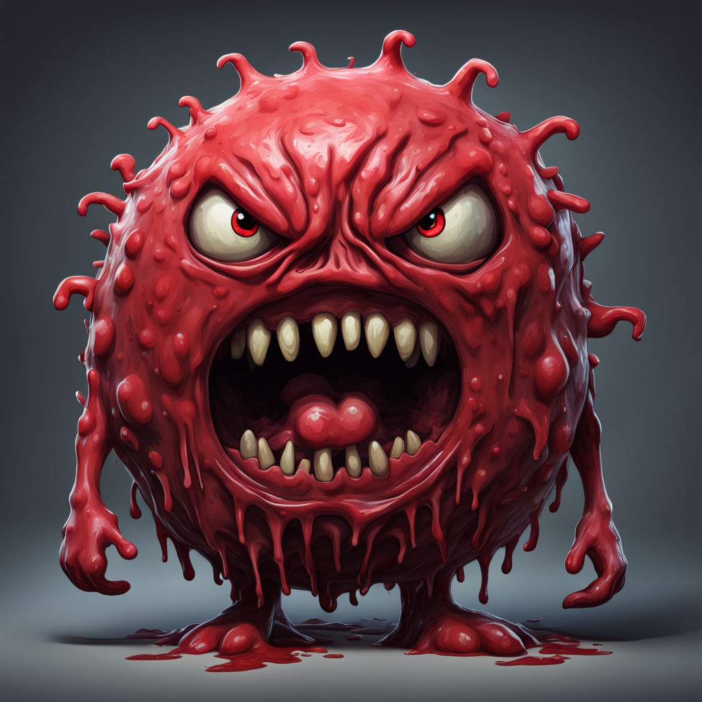Giant red germ blob infected angry face full body by spencer kennison ...