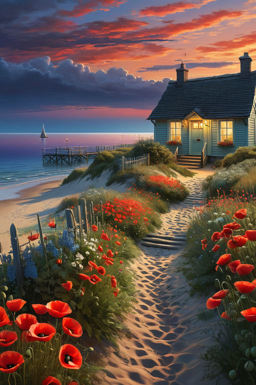 Landscape at nightfall capturing the essence of summer by Анна ...