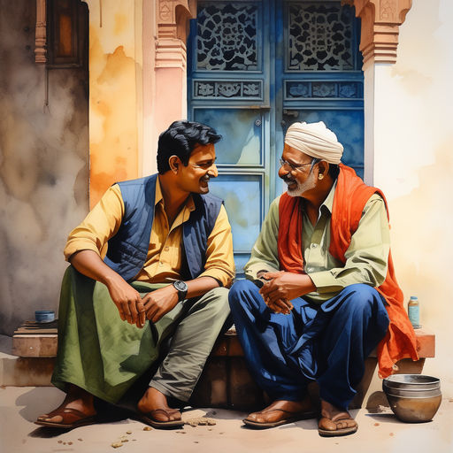 A picture of Raju and Gopal engaged in a conversation by Krish Garg ...