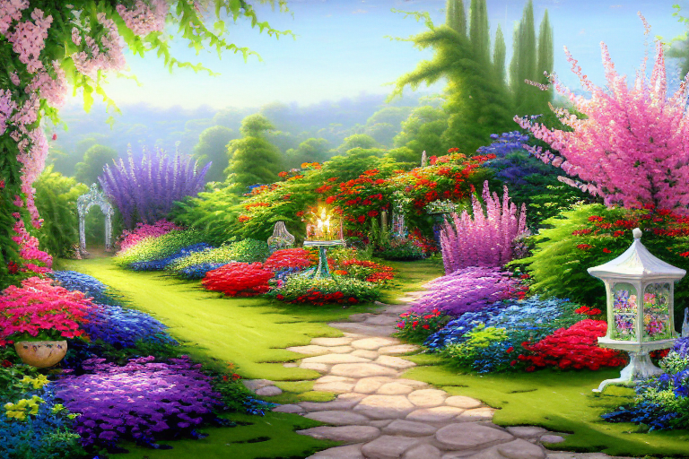 Painting of a spring garden by Regan McLaughlin - Playground