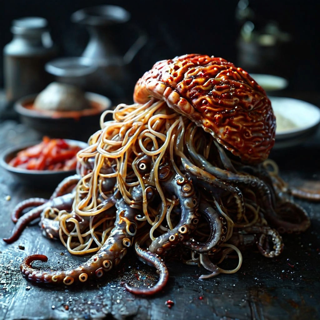 Eldritch alien cthulhu sandworm brain cerebellum spaghetti by Aktion ...