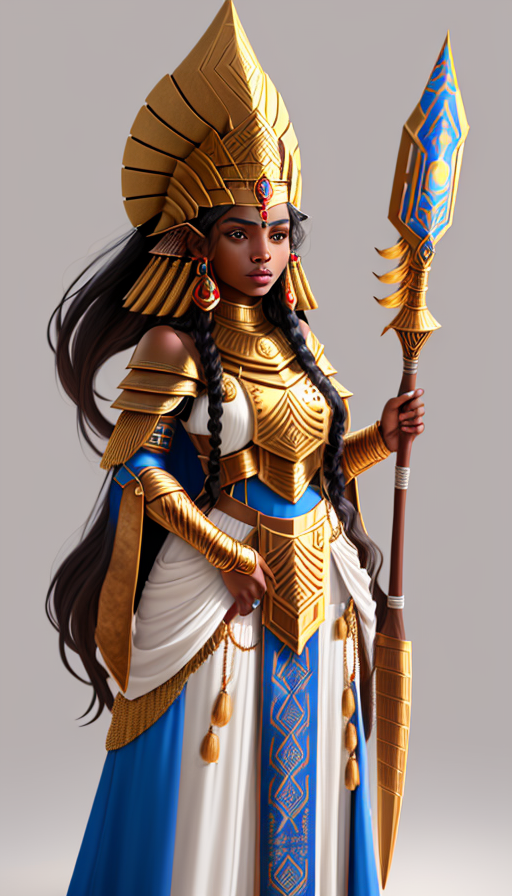 Full body portrait of an Ancient sumerian sun priestess with... by ...