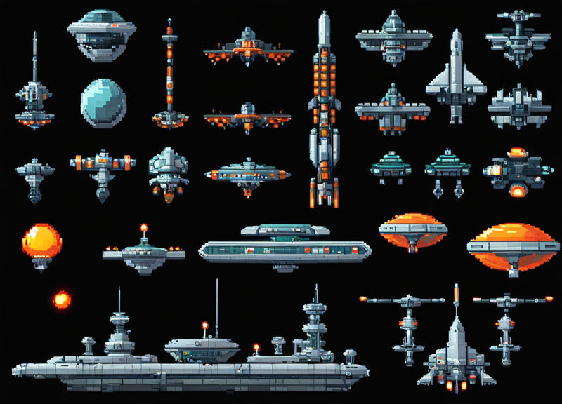 Set of alien Military Space Station sprites. 2D top down. Pi... by 310 ...
