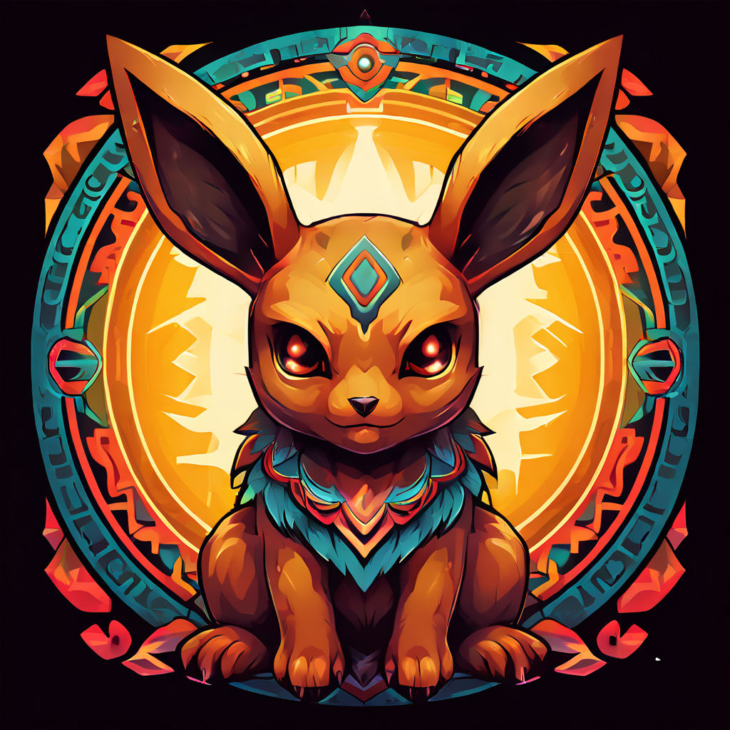 Pokemon Eevee Aztec art style with mid-level aesthetic theme by Jack ...