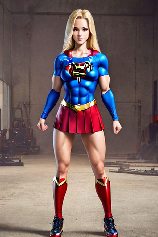 Full body photoshot a hyper beautiful woman in a superman co... by ...