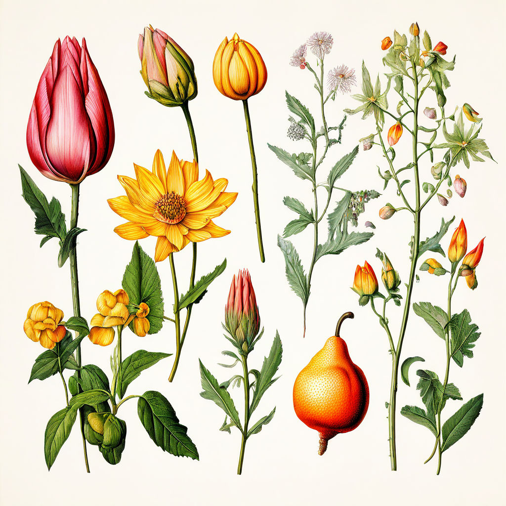 Draw botanical illustrations of flowers by ani ka - Playground