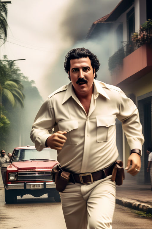 Imagine the image of Pablo Escobar running away from the pol... by ...