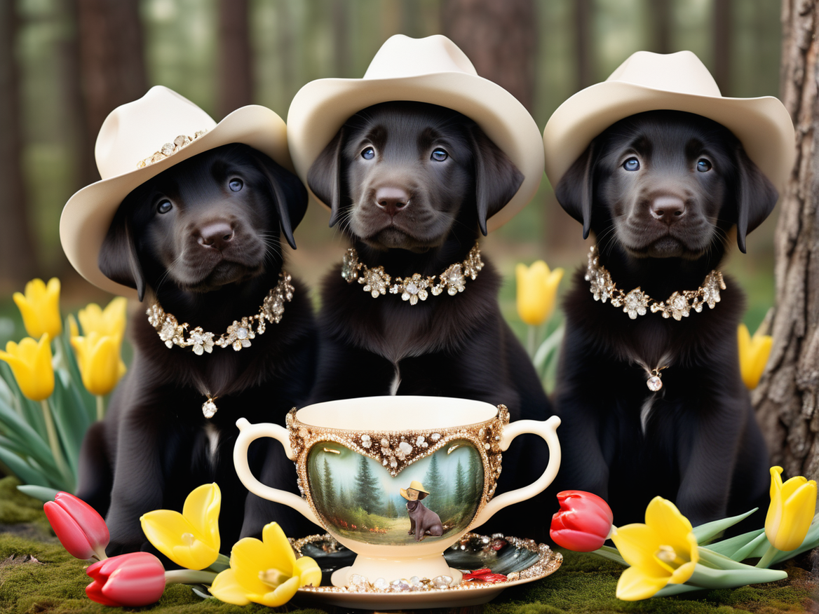 Black labrador puppy trio by Deborah Bailey - Playground