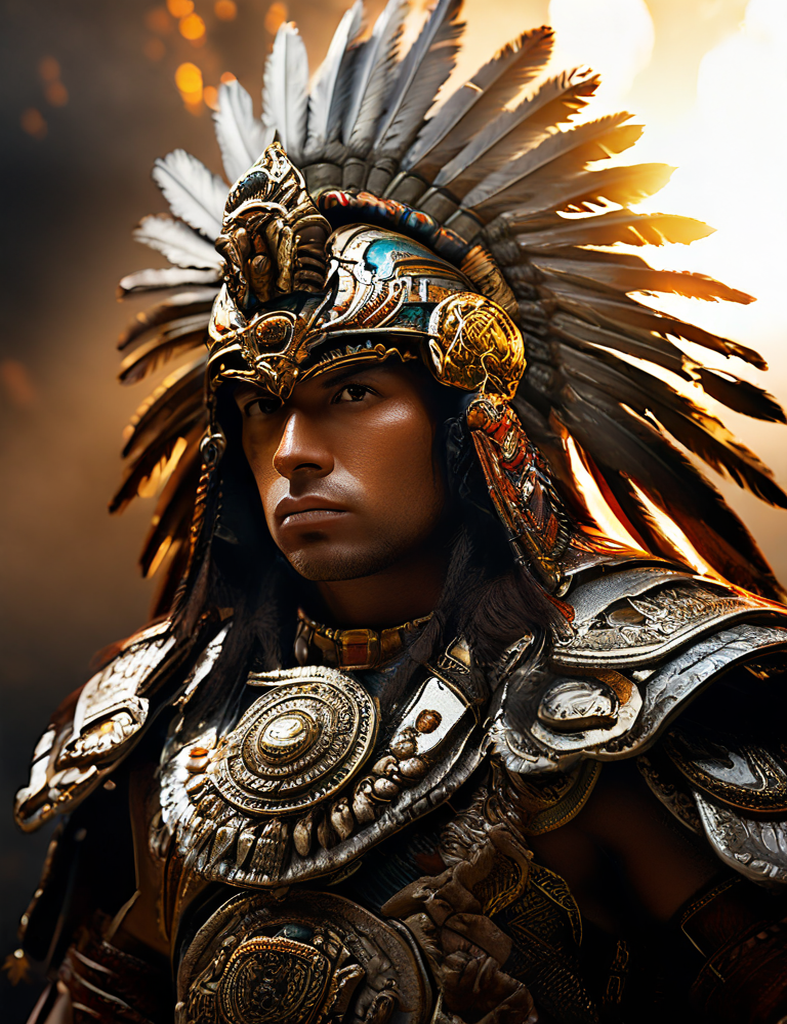 Aztec warrior clad in traditional armor by Alejandro Gallegos - Playground
