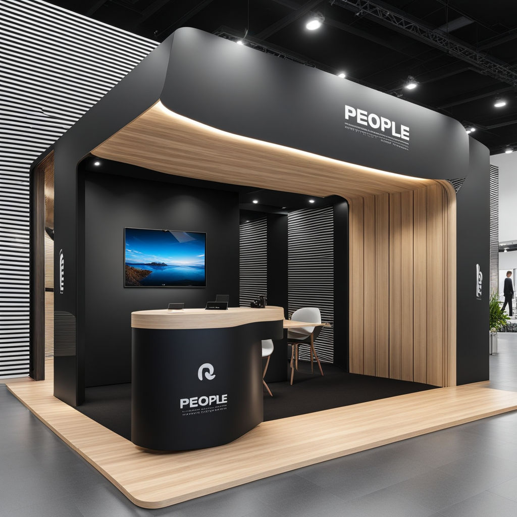 2 side open exhibition stand futuristic modern black and woo... by ...