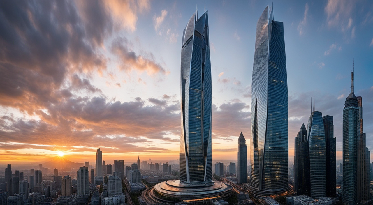 Create a photo of an epic futuristic skyscraper in 2050 of ... by Tim ...