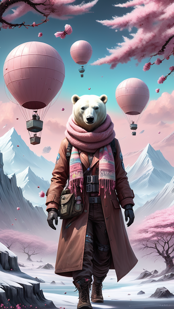 Post-apocalyptic wanderer in rugged attire navigating a cher... by ...