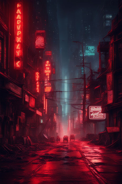 Red post apocalyptic city streets by Al Hasan - Playground