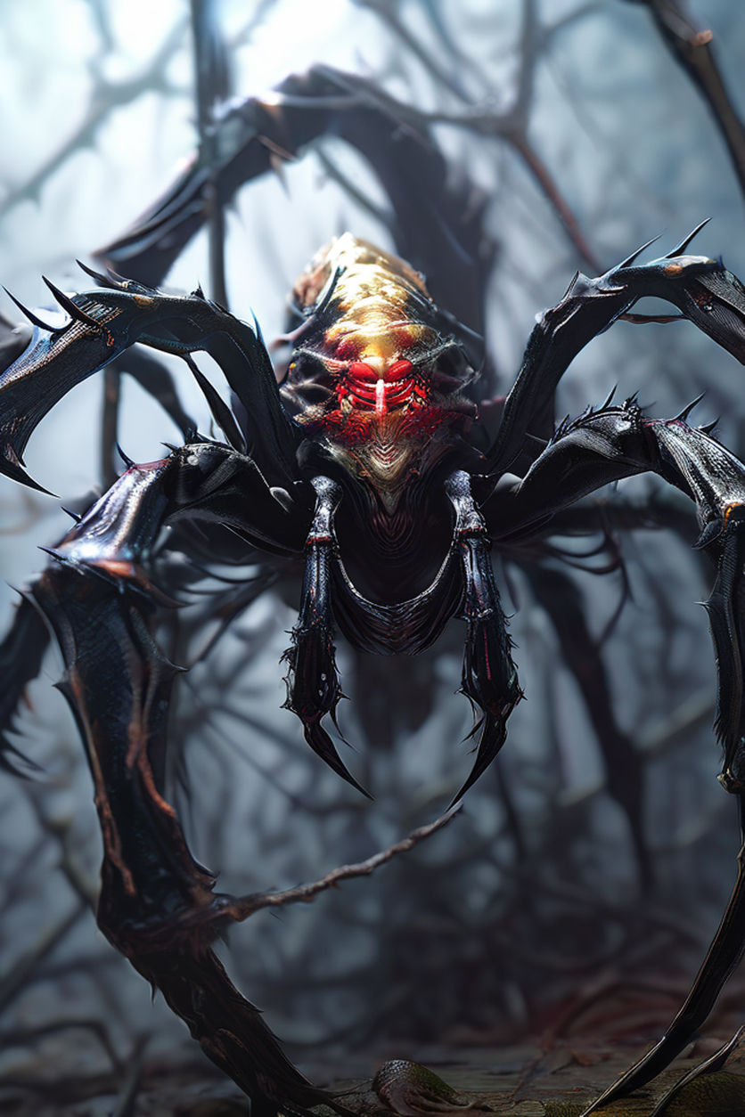 A magical spider with huge fangs and fangs that can grow int... by ...