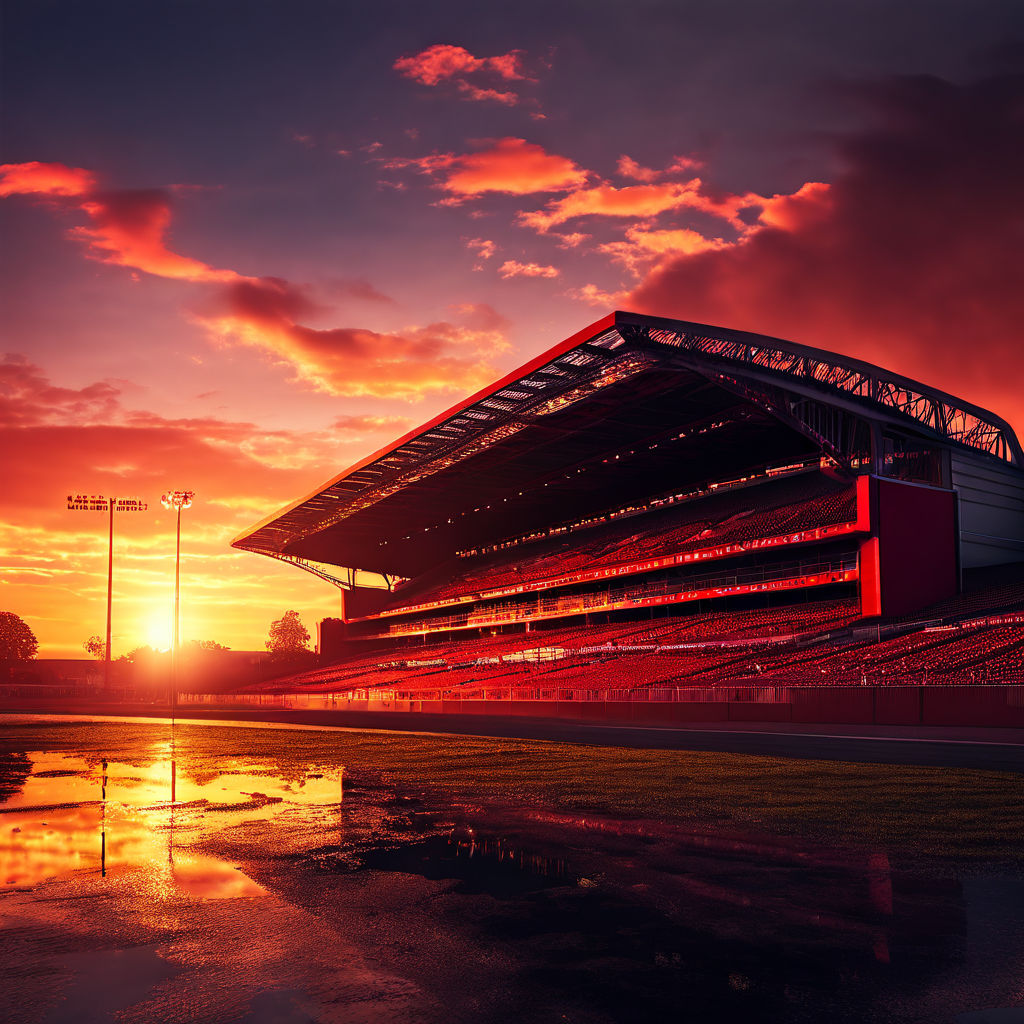 Create me the anfield stadium in a sunset. with sommer vibe ... by ...