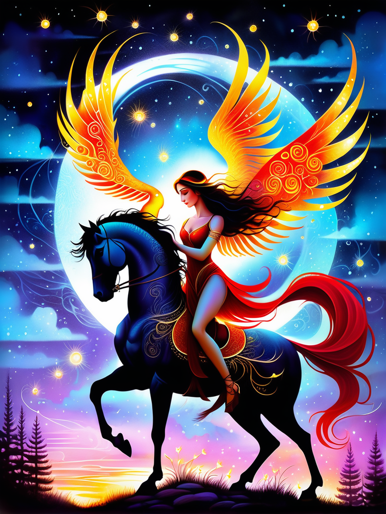 Centaur and Phoenix portrait by Angel Maya - Playground
