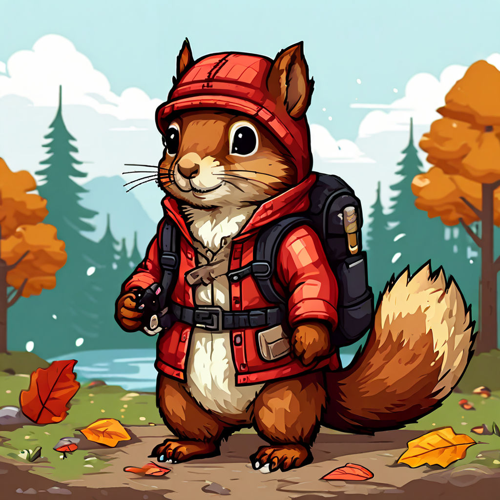 8-bit squirrel pixel art style dressed as a traveller by James Macken ...