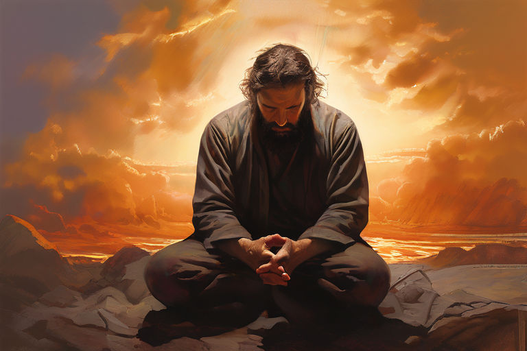 An illustration of Job praying fervently by cristiano lopes - Playground