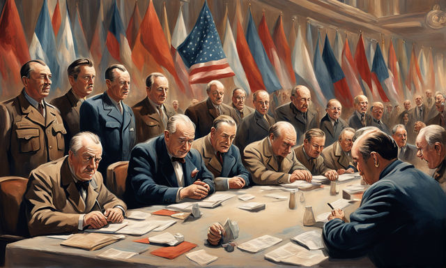 Illustrated portrayal of post-World War II aftermath by Shuter Dam ...