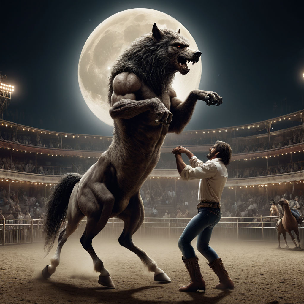 A Pawn on top of a horse prancing his body face to face with... by ...