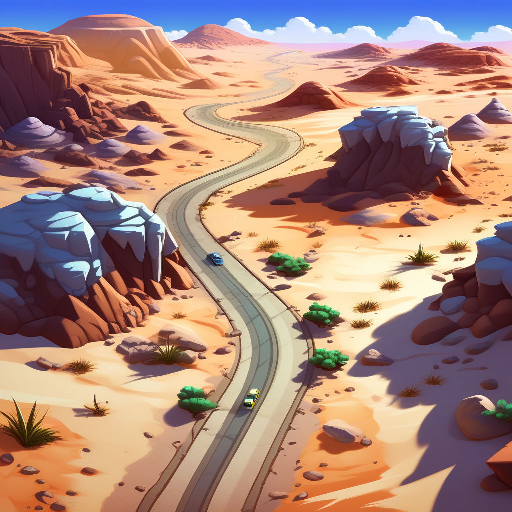 Top view casual only desert 2d cartoony road by Елена Сахарова - Playground