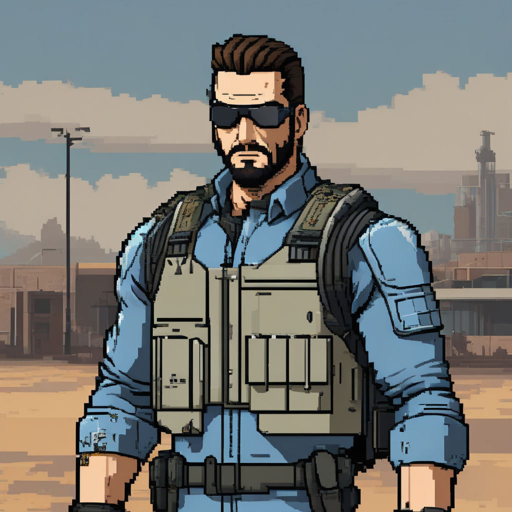 Create a 2D pixel art image of a male character inspired by ... by ...