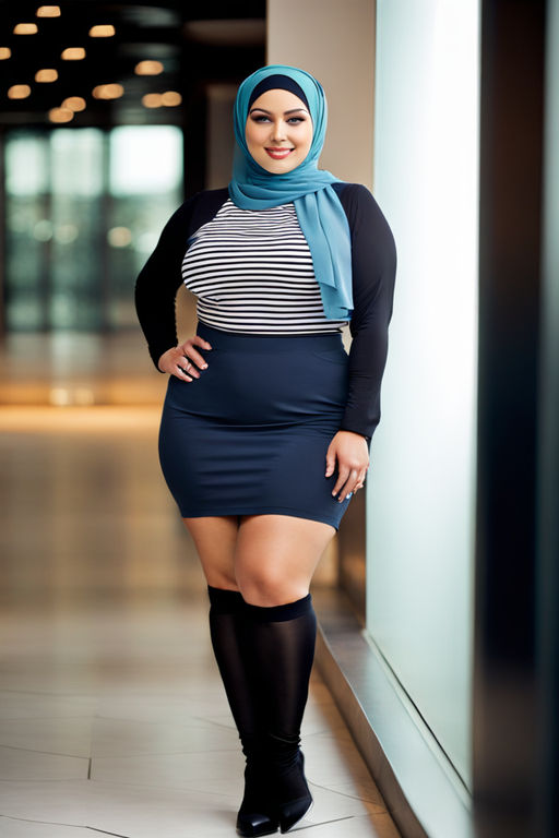 Beautiful plus size Arab hijab woman with tight miniskirt wi... by emmy ...