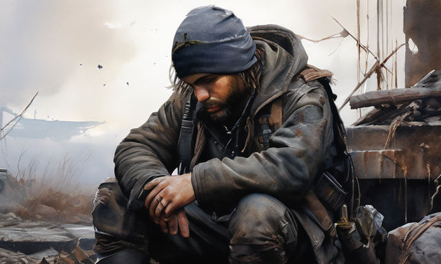 Watercolor of a survivor in rugged post-apocalyptic attire d... by 陳聖硯 ...