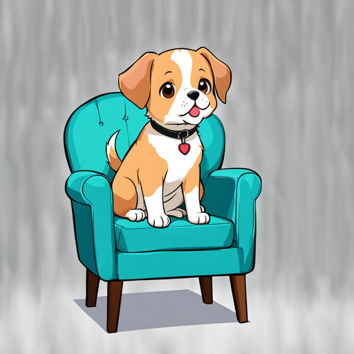 Draw a simple cartoon dog sitting on a chair by pao annie - Playground