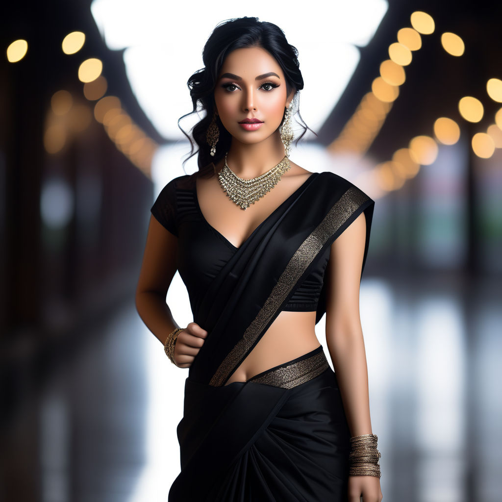 Sexy girl wearing black saree by Aarnav Singh (Aarnav) - Playground