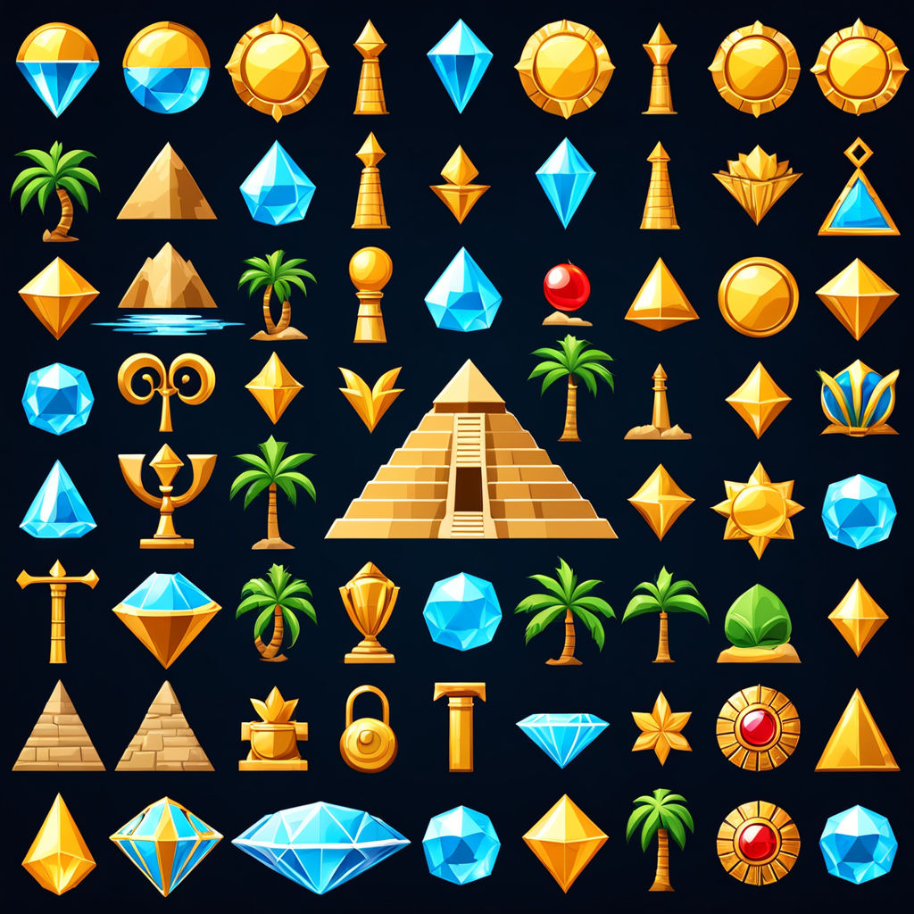 Game icons set diamond assets sprites ancient egypt themed by Алексей ...