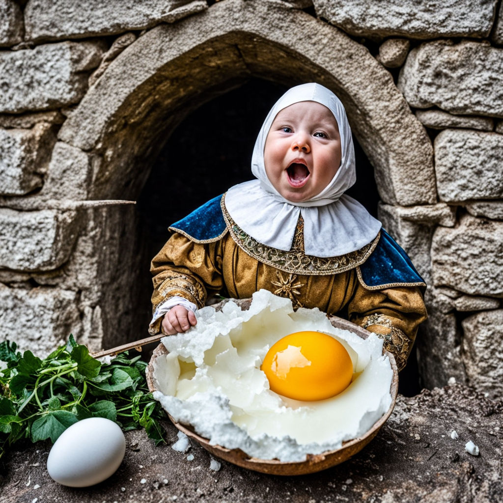 Image depicts the broken remains of the egg Humpty Dumpty dr... by ...