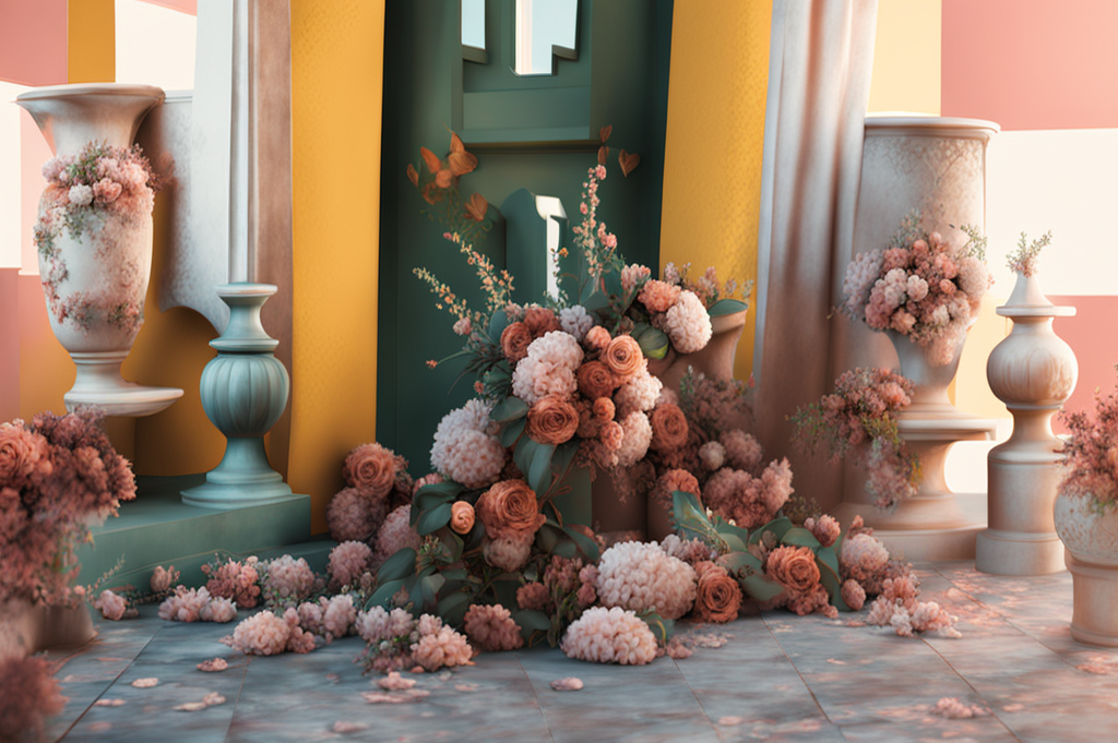 Hyper realistic Earthy Floral Arch Digital Background by ...