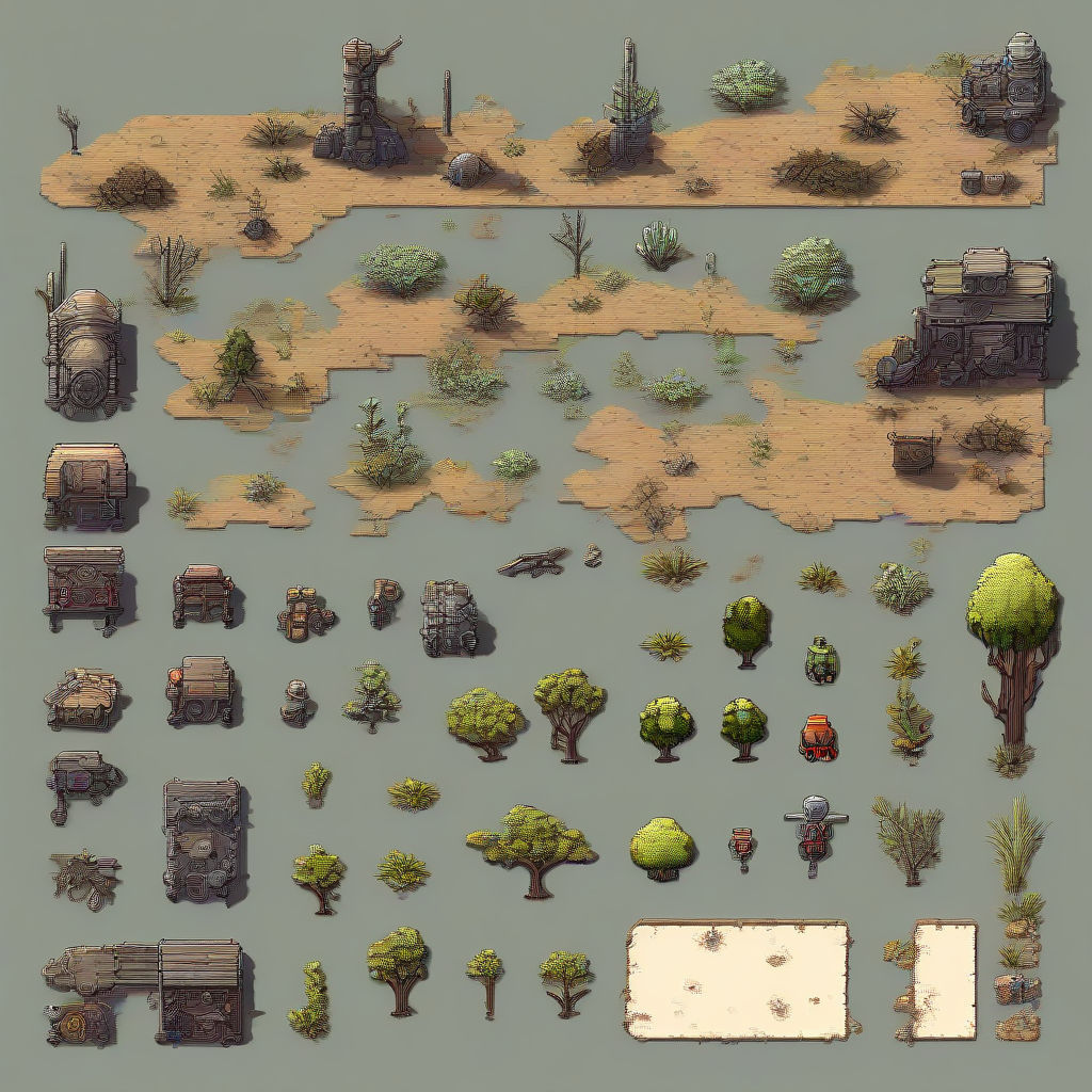Fallout-themed top-down sprite sheet featuring wasteland ter... by ...