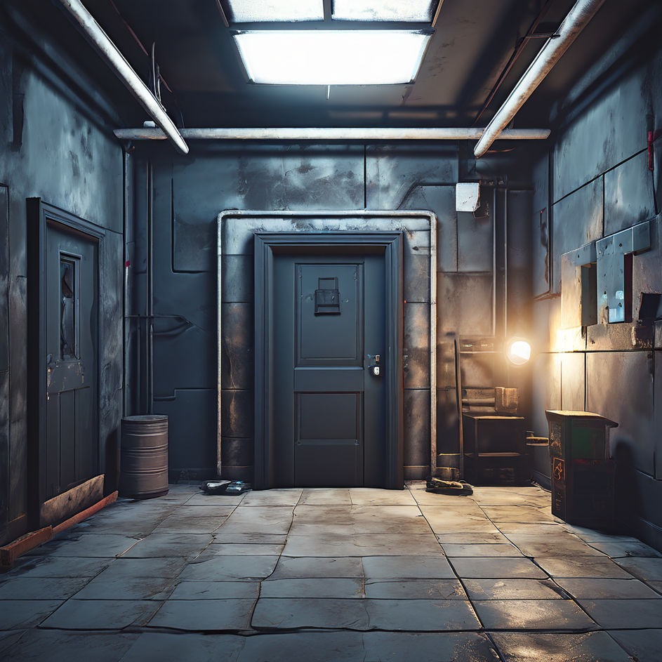 An dark escape game room with very little light by Vallespir - Playground