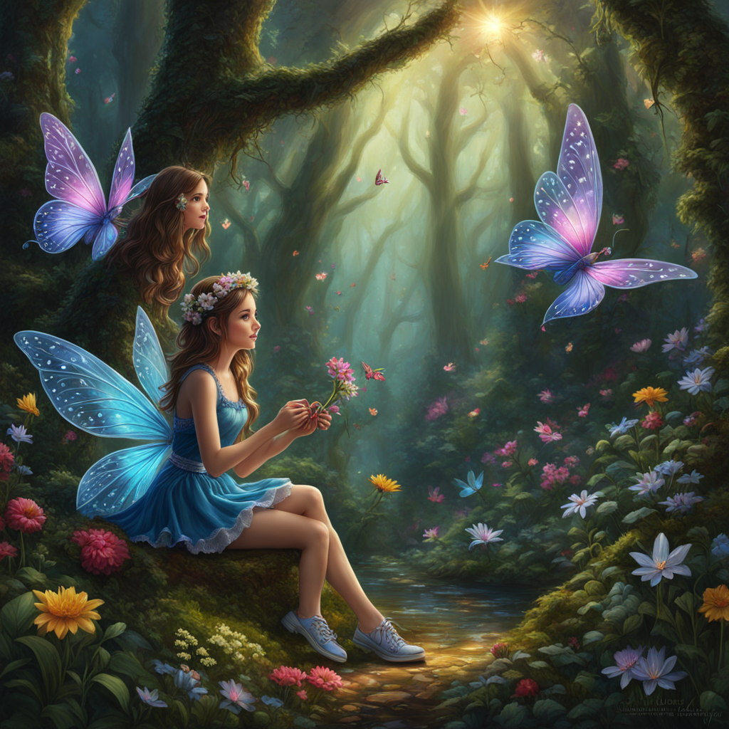 Hyper-realistic digital painting of tiny fairy sprites in an... by ...