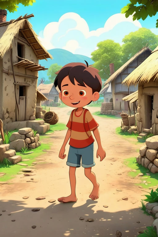 A boy is living in a village animation cartoon. by Ghjnv Fhjn - Playground