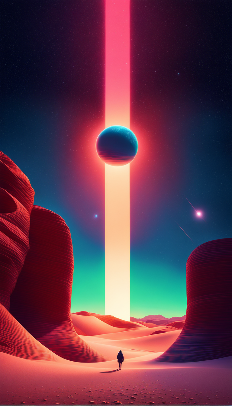 Hyper realistic. photograph. desert at night. sun behind the... by Xina ...