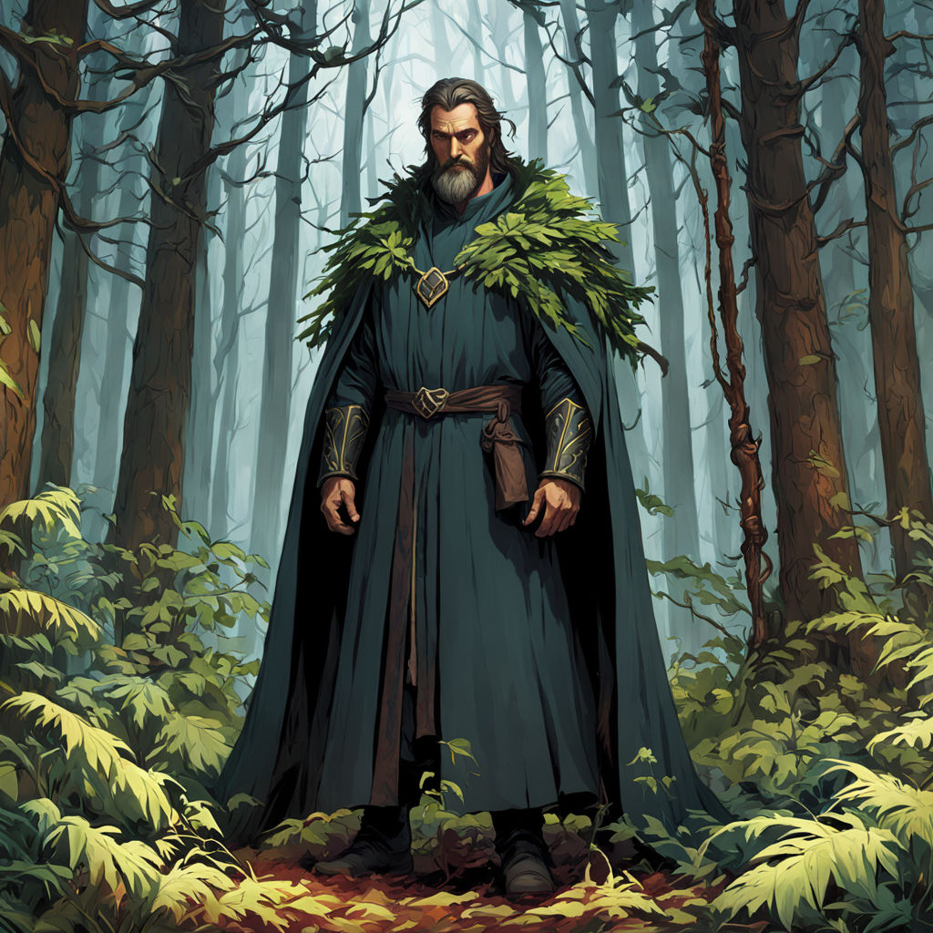 A full body portrait of middle aged male dryad with plants f... by Елла ...