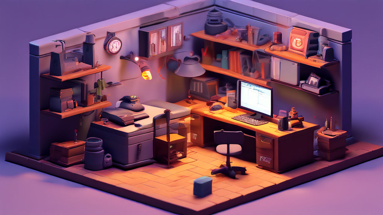 Create an isometric environment in Pixar style where a man w... by Zaid ...