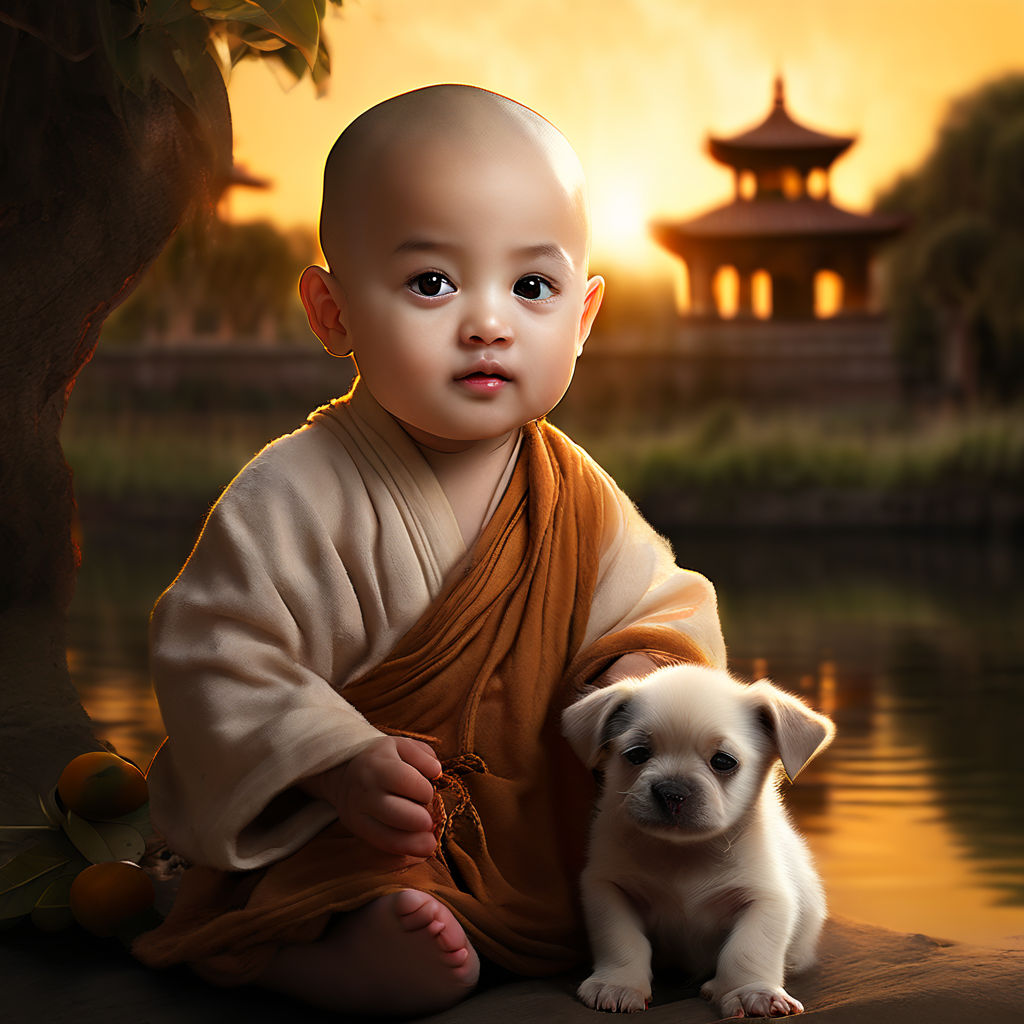 Baby monk with white skin by Vinod P - Playground