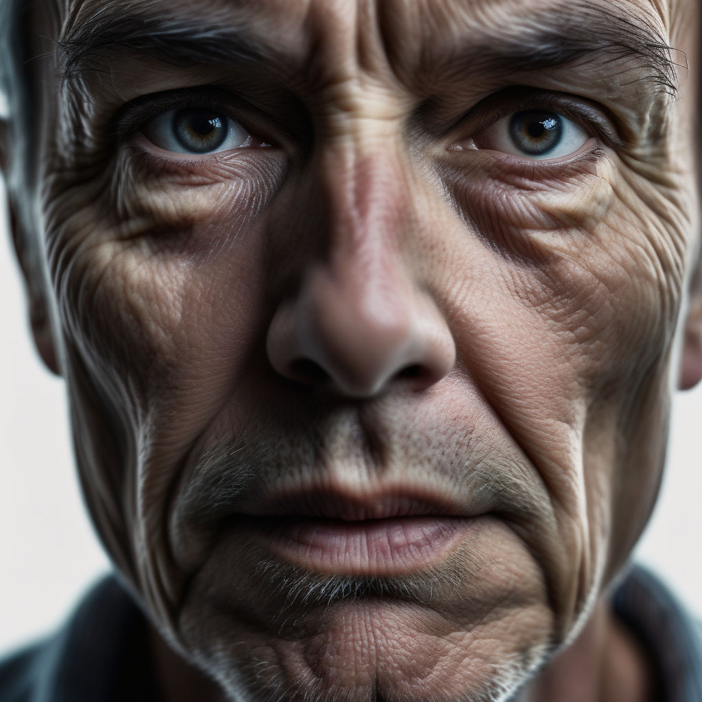 Man with furrowed brows and sharply narrowed eyes exhibiting... by ...