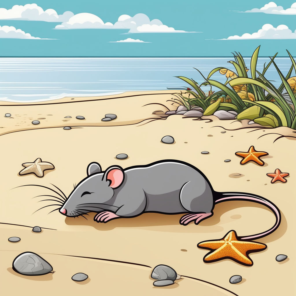 Rat sleeping on beach cartoon by sachin vaygaonkar - Playground