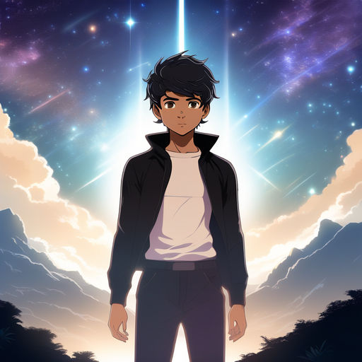 Anime-style illustration of an Indian boy with pale-tan skin... by ...