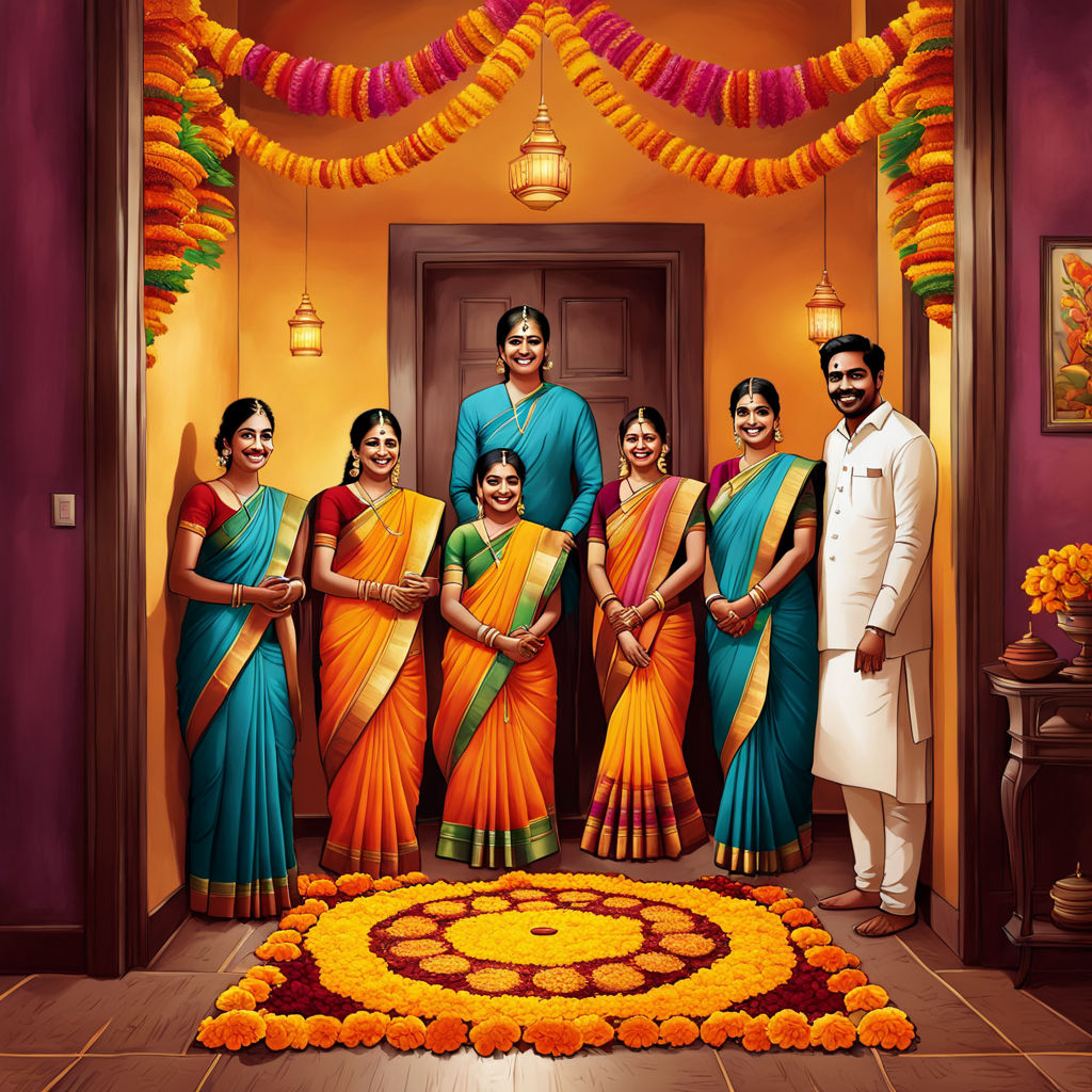 Tamil family in traditional attire by Kavitha Ram - Playground