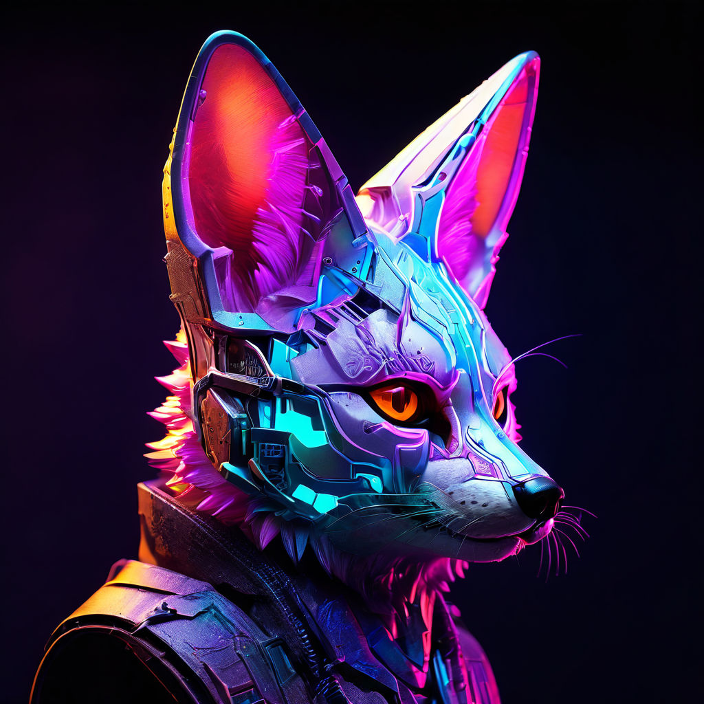 A cyberpunk fennec fox mask side profile by Junky Boii - Playground
