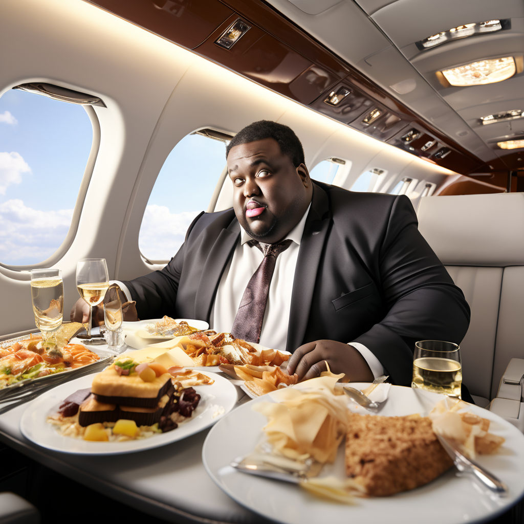Fat black retarded man eating a luxury plane (sad face) by Cerberus ...