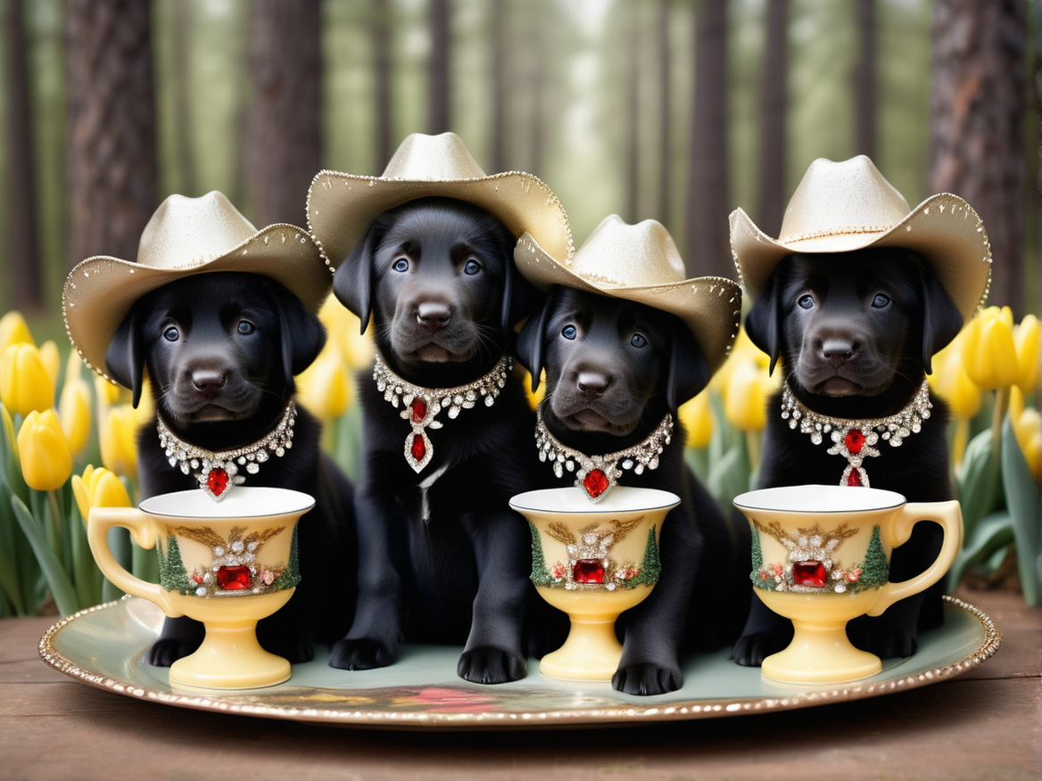 Black labrador puppy trio by Deborah Bailey - Playground
