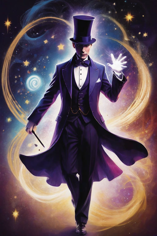 Visualize a classic magician in a top hat and coat by Akshar Tiwari ...